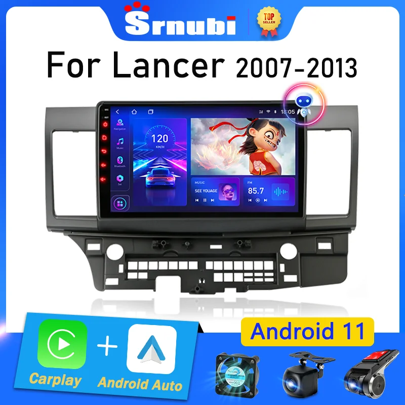 Srnubi-Radio con GPS para coche, reproductor Multimedia con Android 11, 2 din, WIFI, DVD ...