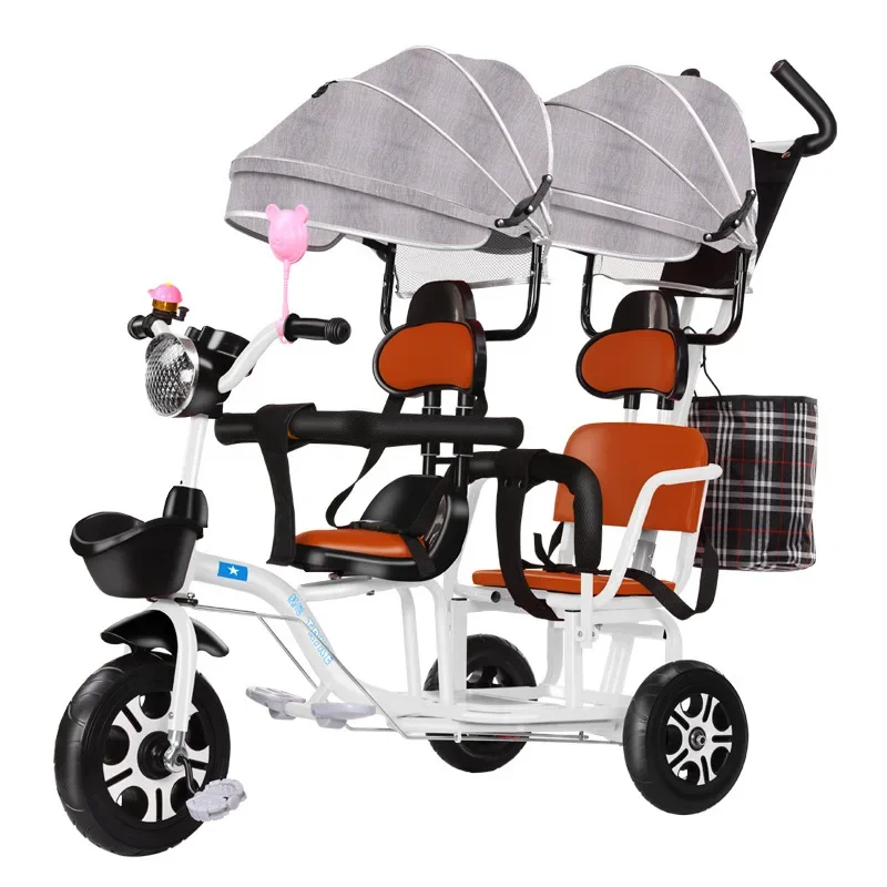 Baby-Twin-Tricycle-Stroller-3-Wheels-Double-Stroller-for-Kids-Twins-Guardrail-Seat-Baby-Toddler ...