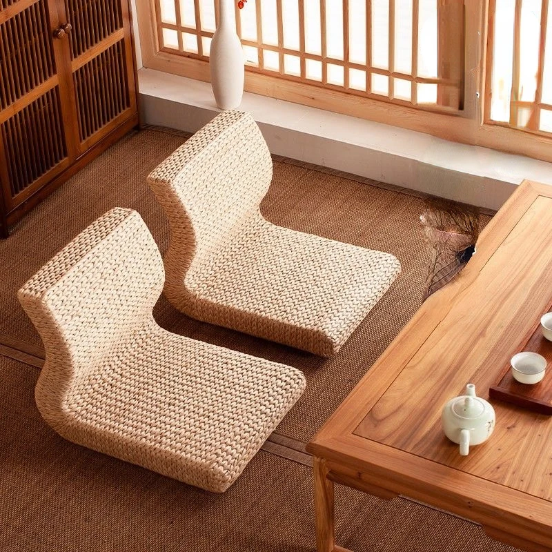 Simple-Grass-Straw-Tatami-Rice-Lazy-Chair-Balcony-Legless-Back-Chair ...