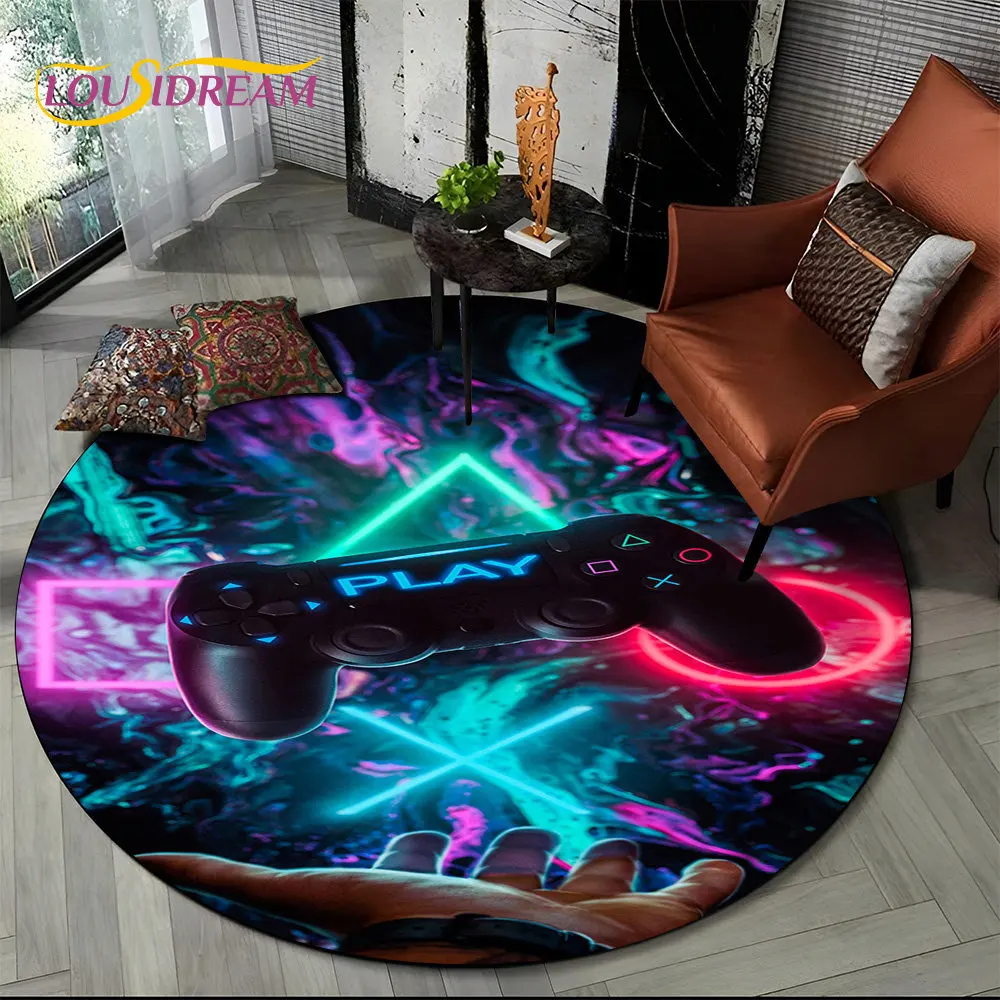 Cartoon-Gamer-Game-Controller-Round-Area-Rug-Circle-Carpet-Rug-for ...