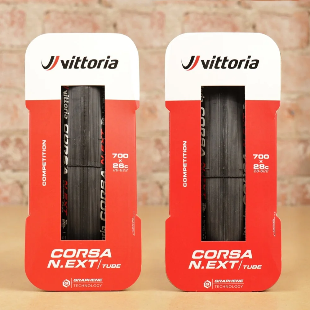 1 Pair Vittoria Corsa N.EXT Graphene 2.0 Folding Tyre 700x26/28C Black 320 TPI road clincher Tire
