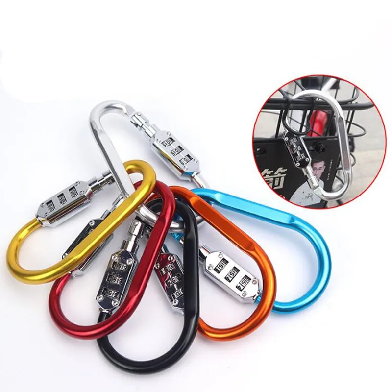 Outdoor Hiking Bag Luggage Security Carabiner Lock 3 Dial Password ...