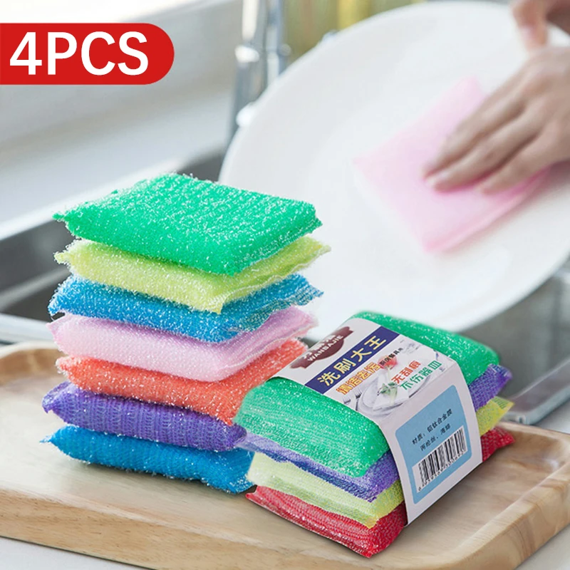 4pcs-Pan-Pot-Dish-Wash-Sponges-Double-Side-Dishwashing-Sponge-Household ...