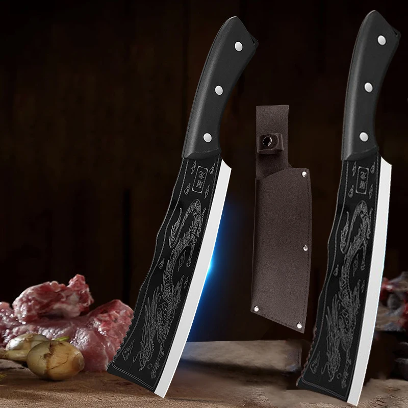 Stainless-Steel-Kitchen-Knife-Chopper-Bone-Knife-Handmade-Forged-Chef ...