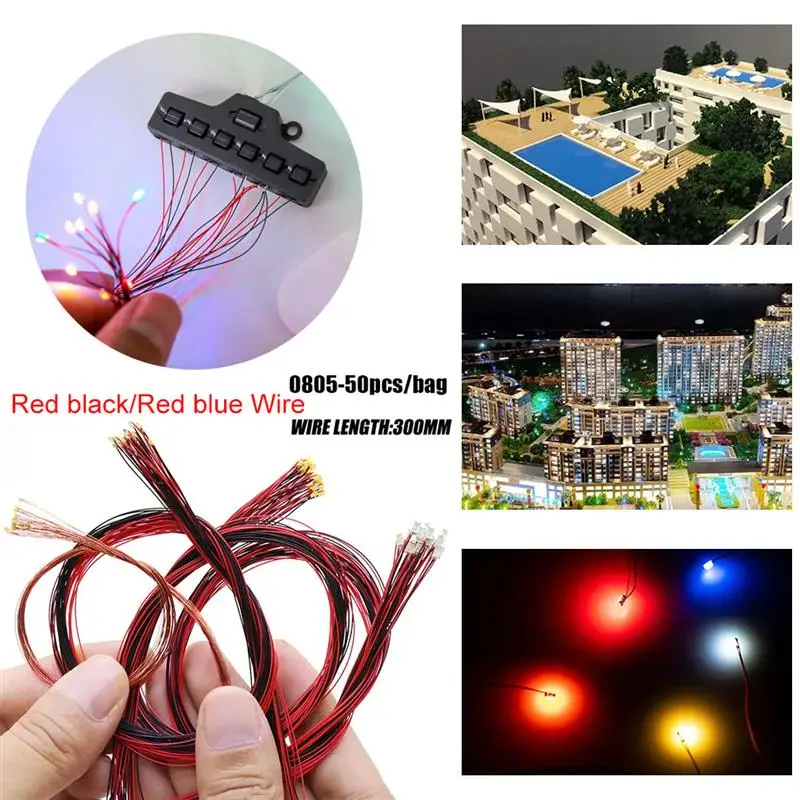 50pcs-Lot-Model-Building-LED-Light-0805-Flashing-SMD-Lamp-Wired-Micro ...