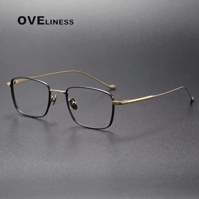 Pure Titanium Glasses Frame Men women Square full Eyewear Male ...