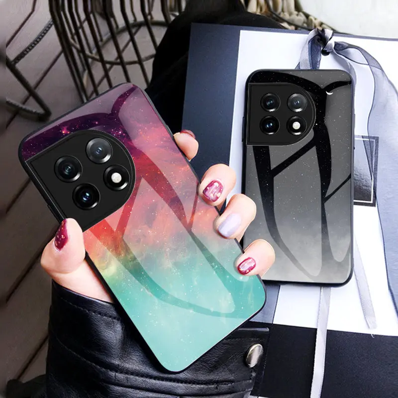 OnePlus 11 PHB110 CPH2449 CPH2447 Case Starry Grain Tempered Glass Back ...