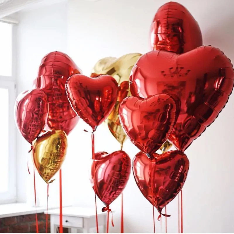 8pcs-18inch-Red-Love-Heart-Shape-Foil-Balloons-Wedding-Birthday-Party ...