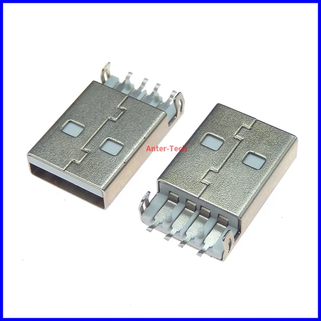 10Pcs/lot USB 2.0 Male A Type USB PCB Connector Plug 180 degree SMT AM ...
