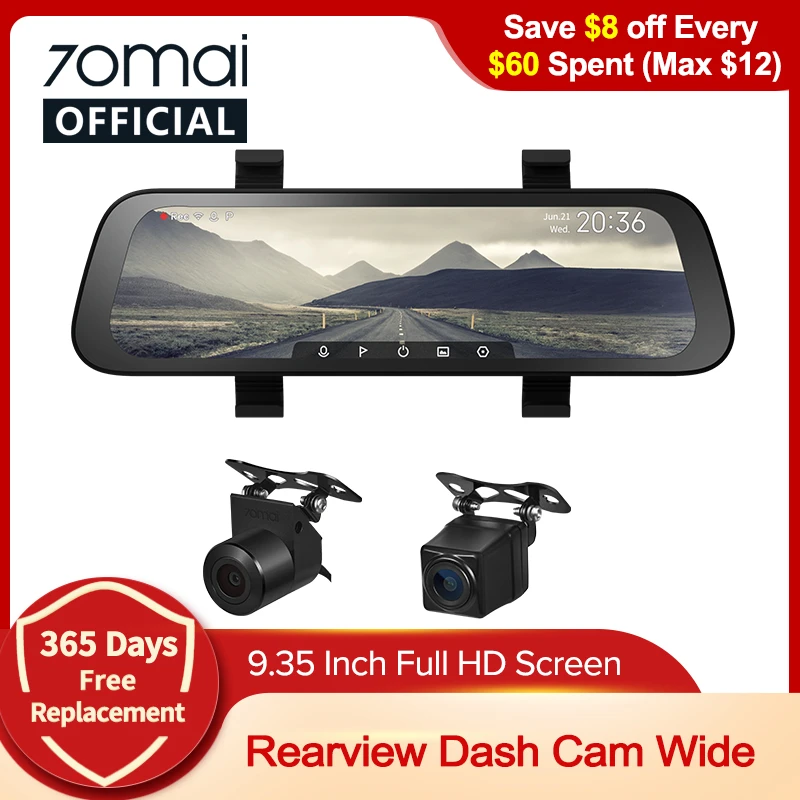 Original 70mai Stream Media Rear View Mirror 9.35inch Car Dvr 1080p ...