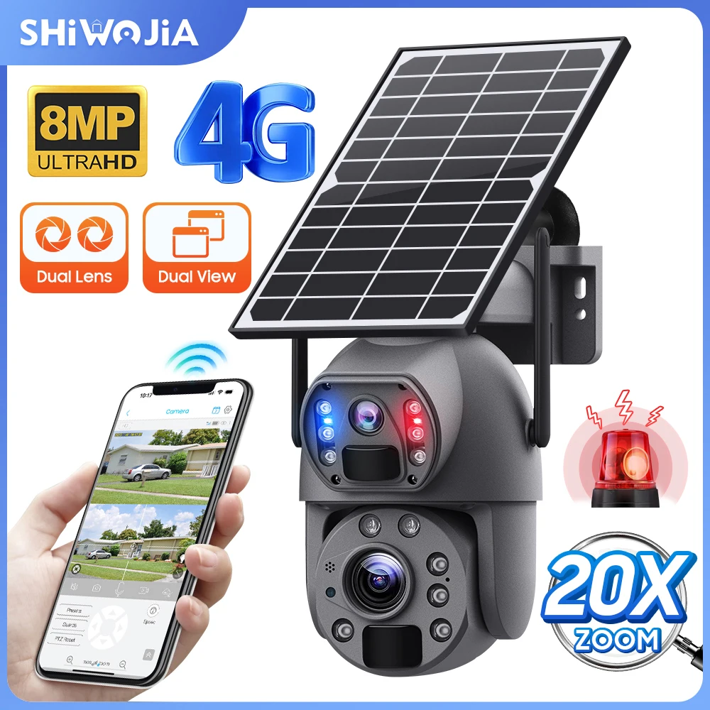 SHIWOJIA-Solar-Camera-4G-Sim-4k-8MP-20X-Zoom-Dual-Lens-Recording ...