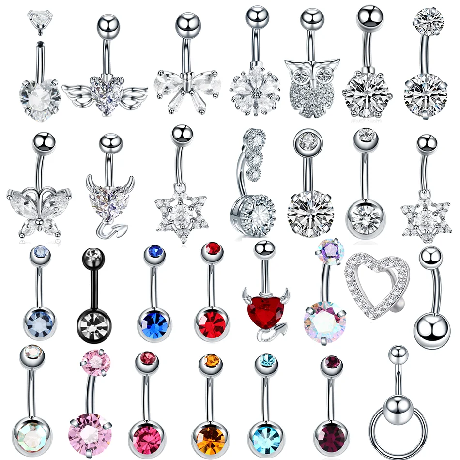 1PC Stainless Steel Belly Button Piercing Body Jewelry Women Cubic ...