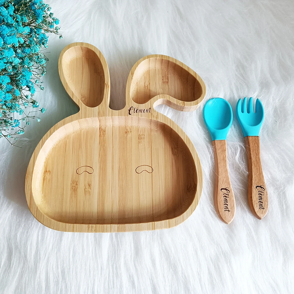 Set Home Tableware Baby | Silicone Baby Cutlery Set | Wooden Baby ...