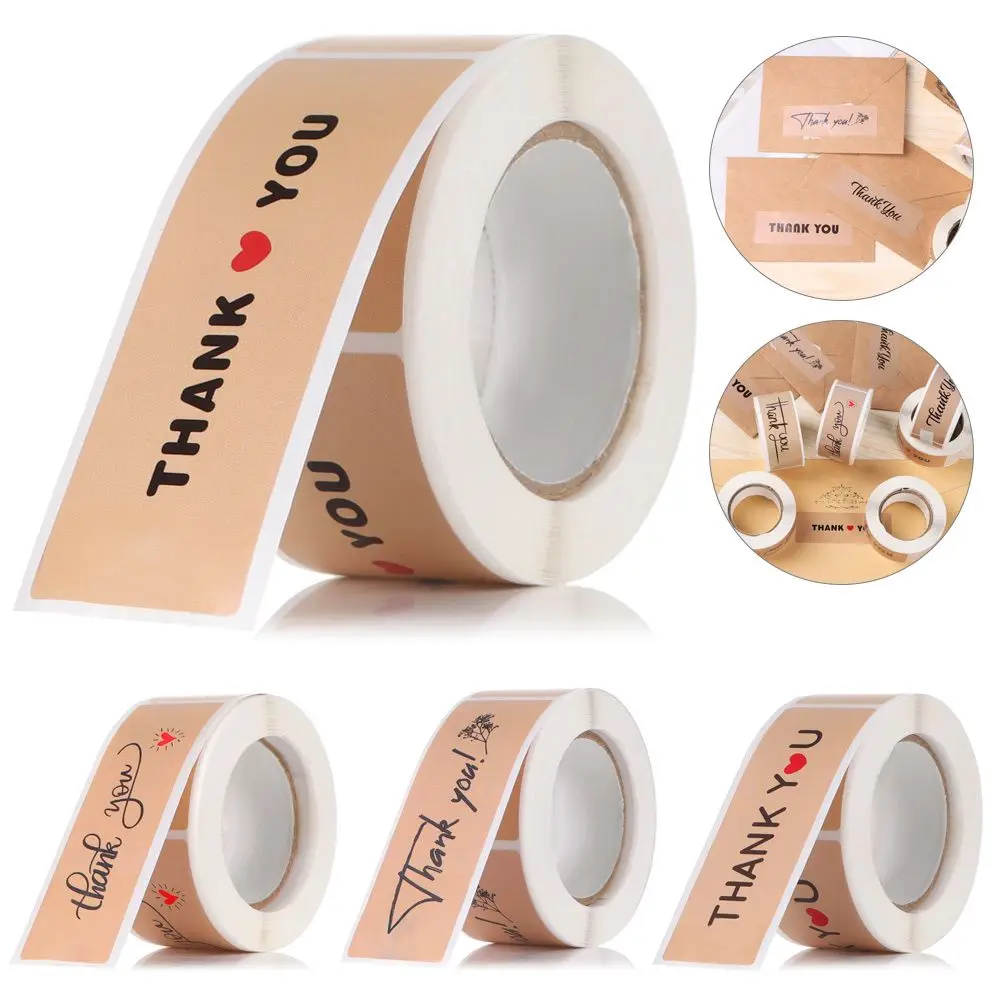 150PCS-Creative-Thank-You-Stickers-Kraft-Paper-Sealing-Labels ...