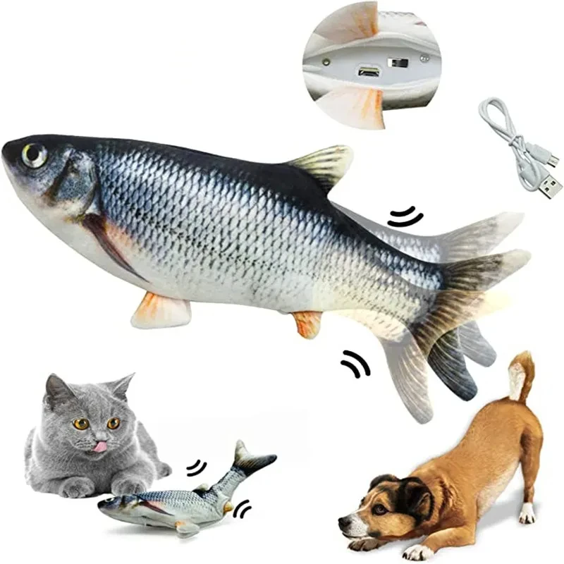 Cat Toys Fish USB Charger Fish Interactive Electric Floppy Fish Cat Toy ...