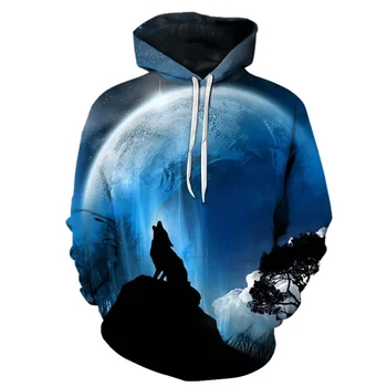Sudaderas con capucha con estampado 3D de lobo para hombres y mujeres ...