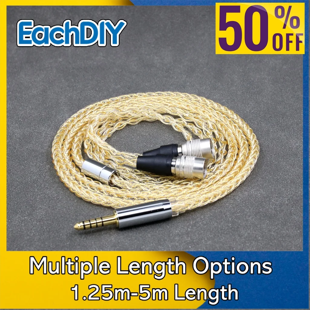 8 Core 99% 7n Pure Silver 24k Gold Plated Earphone Cable For Mr ...