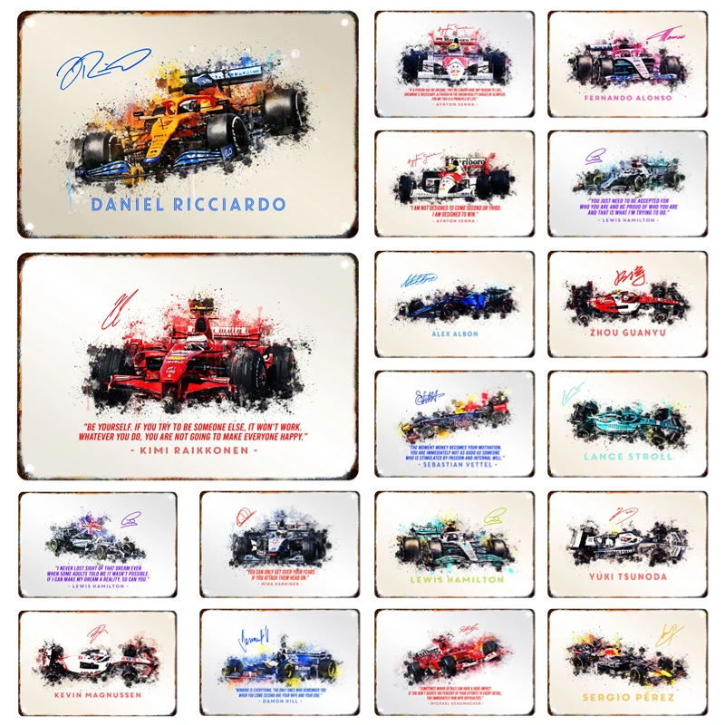 F1-Car-Metal-Tag-Tin-Painting-Vintage-Car-Graffiti-Poster-Home-Living ...