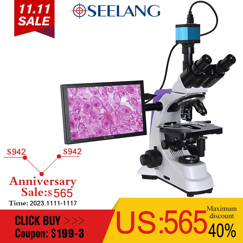 Professional-Lab-biological-HD-trinocular-microscope-zoom-2500X-16MP ...