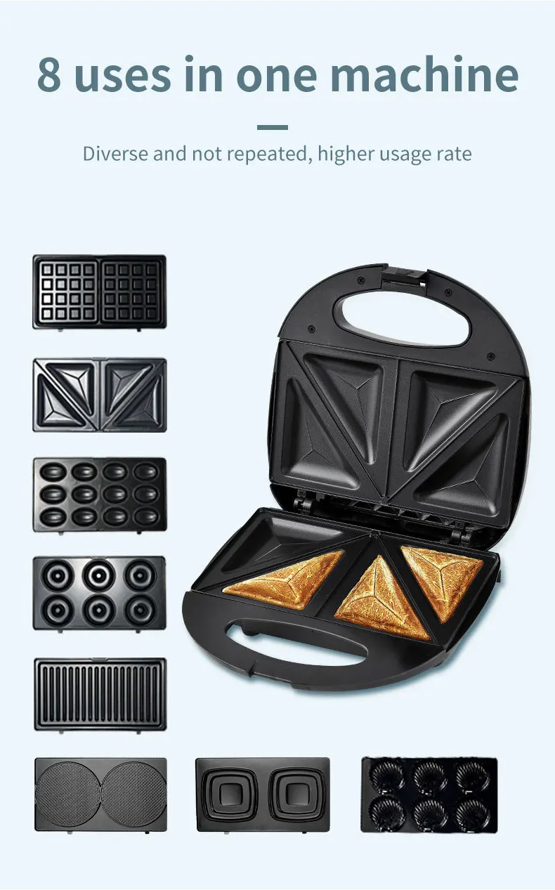 Gaufrier,Gaufrier électrique 8 en 1 pour sandwich et gâteau,appareil de ...