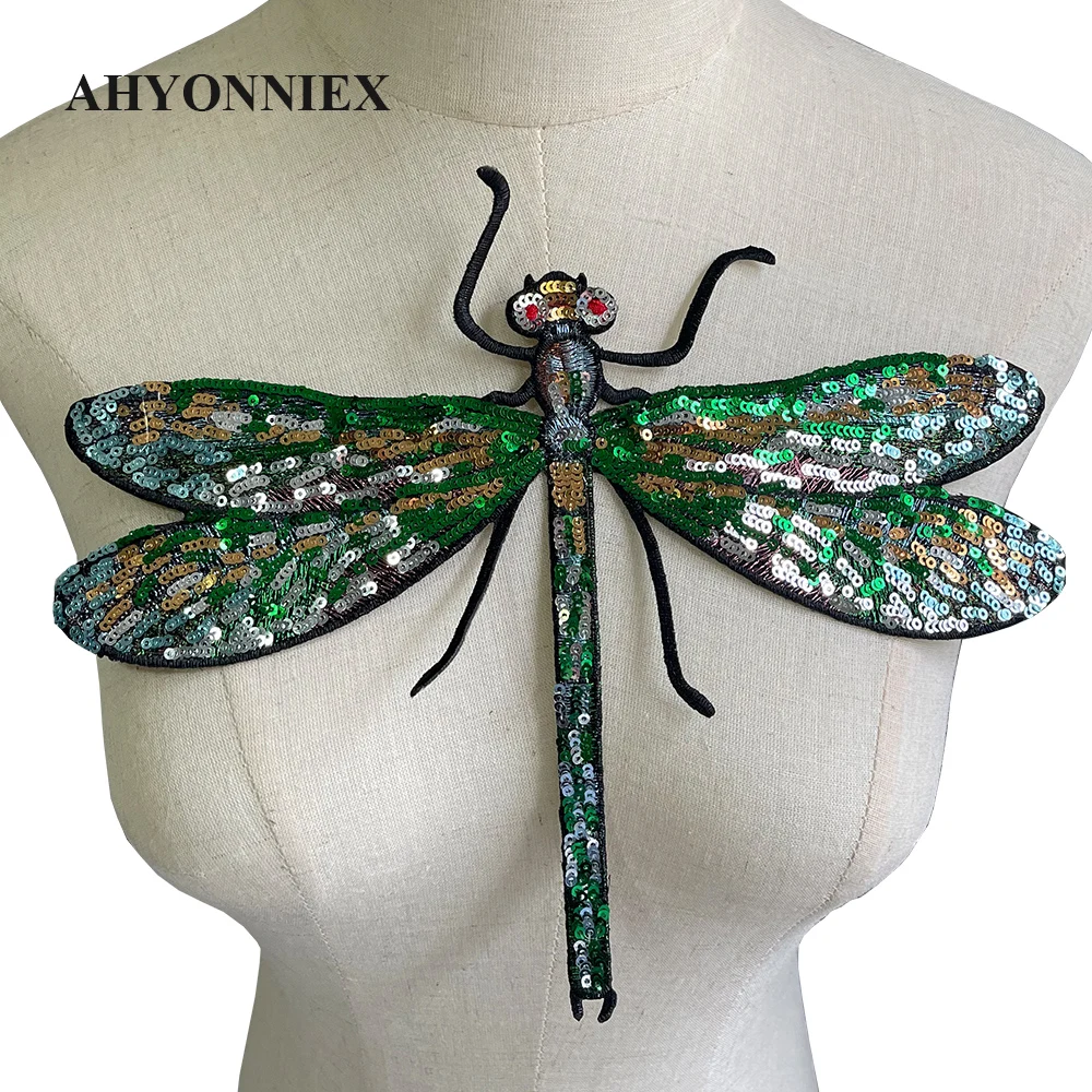 Large-Green-Dragonfly-Patch-Sequins-Patches-For-Clothing-Clothes ...