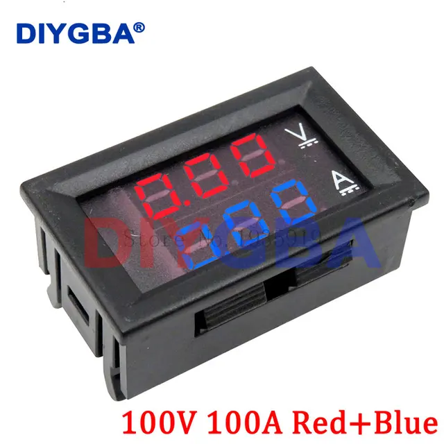 DC 0-100V 1A 10A 50A 100A Voltmeter Ammeter Amp Dual Digital Volt Meter ...