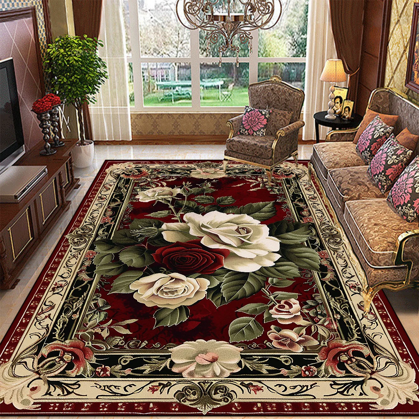 Retro-Floral-Large-Size-Carpets-Living-Room-European-Decoration-Non ...