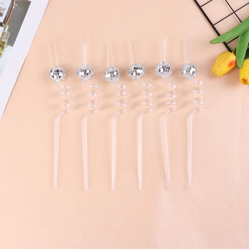 Mirror Disco Ball 70s Decorative Straws Mini Disco Straw Party Decorations