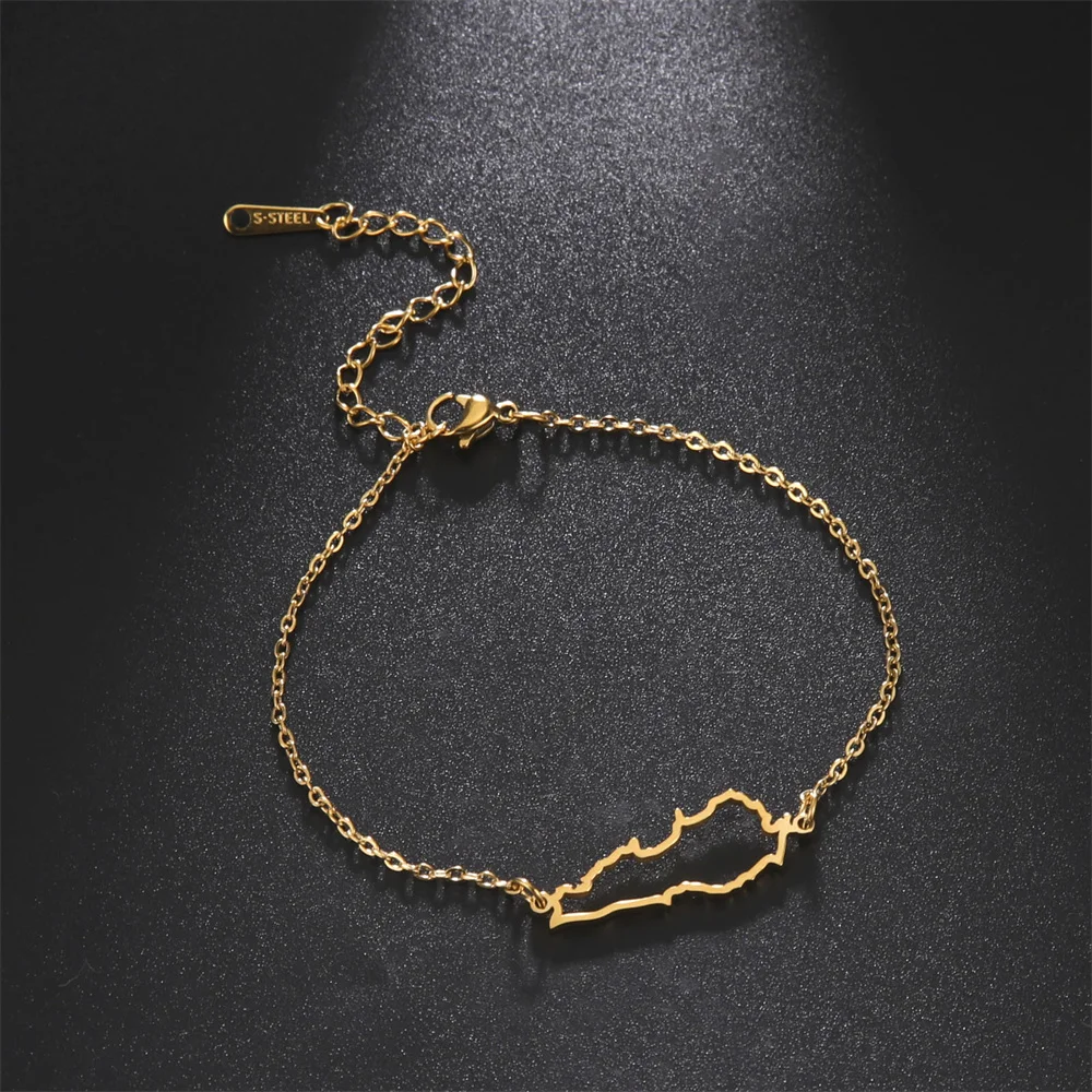 EUEAVAN Lebanon Map Outline Hollow Pendant Bracelet Stainless Steel ...