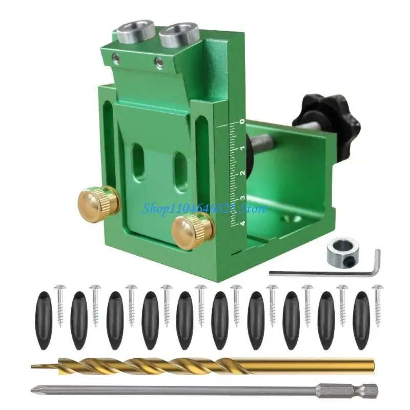 Adjustable Pocket Hole Jig 15Degree Locator with Screws Wrench Plugs ...