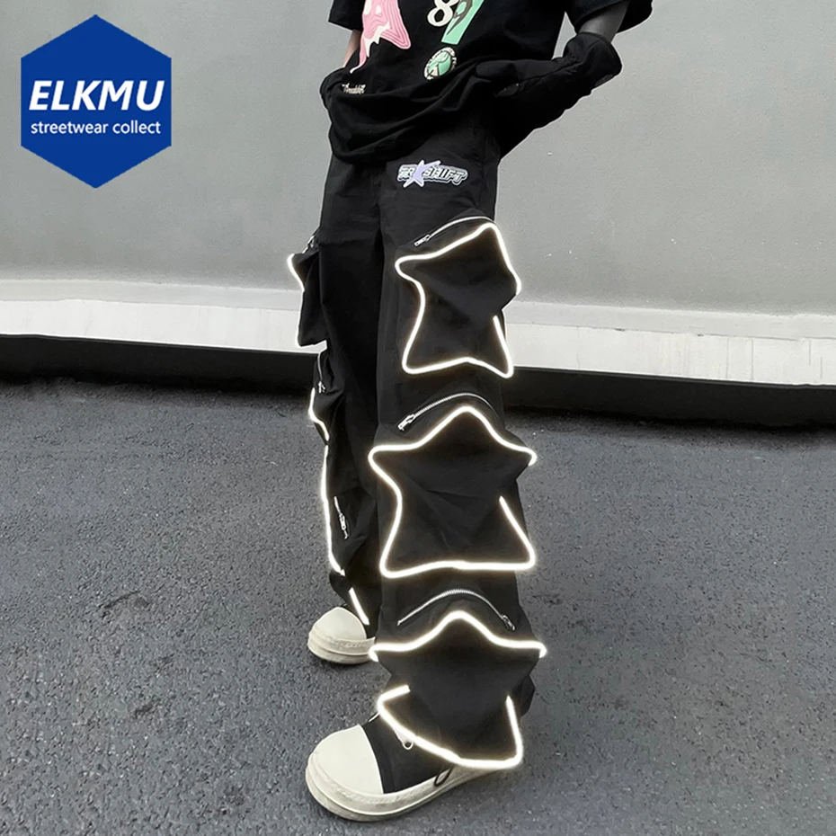 Reflective-Star-Pockets-Pants-Fashion-Streetwear-Tactical-Pants-Hip-Hop ...
