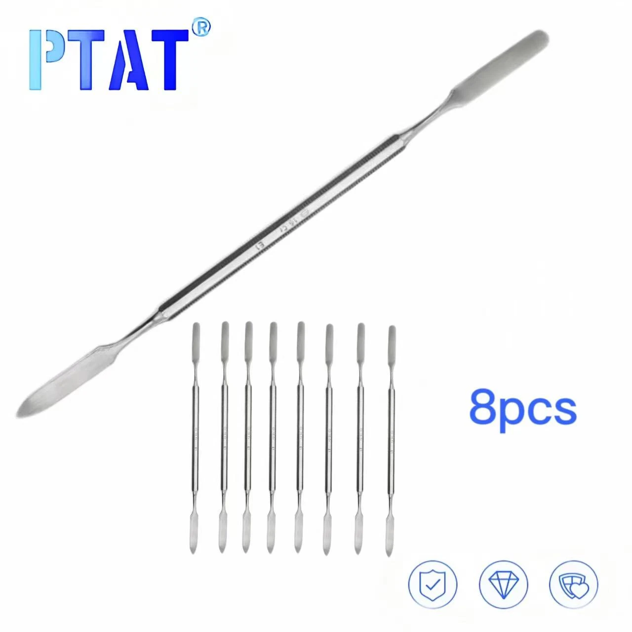 8pcs Stainless Steel Mixing Spatula Tool Spatuler Rod Dental Nail Art ...