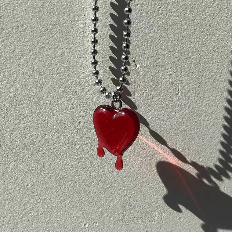 Gothic-Punk-Big-Red-Bleeding-Heart-Pendant-Necklace-Vintage-80s ...