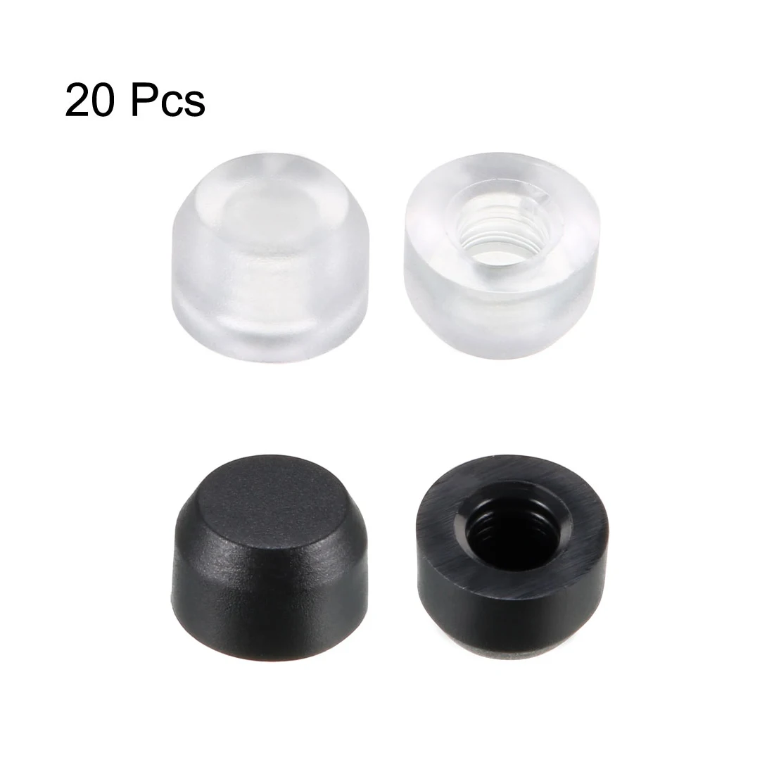 20pcs 6*4mm Transparent/Black Round Button Cap 3mm Hole Dia Silica-gel ...
