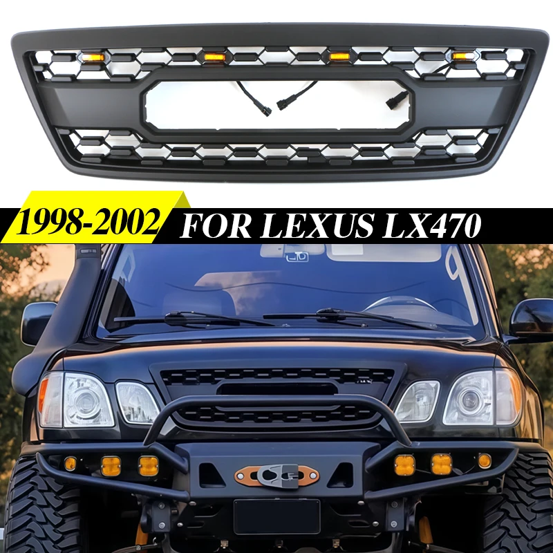 Front Grille Fit For Lexus LX470 1998 1999 2000 2001 2002 Matte Black ...