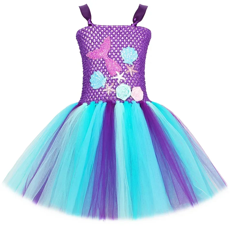 Vestido de tutú de sirena para niñas, vestido de princesa de tul para ...
