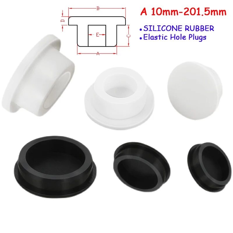 Black-White-Silicone-Rubber-Elastic-Hole-Plug-Cap-Plug-T-shaped-Foot ...