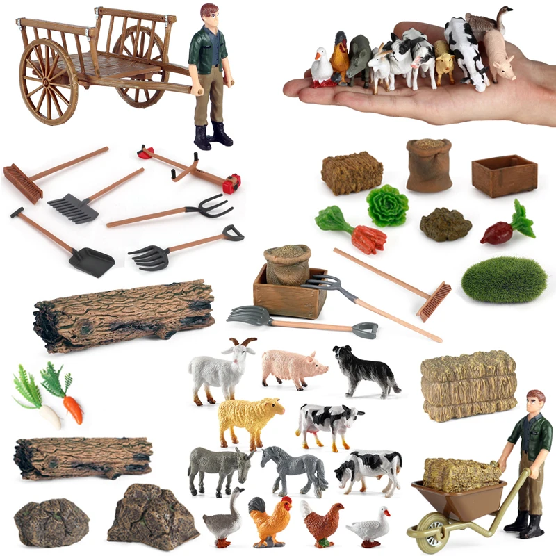 Simulated Farm Character Animal Figurine Breeder Fence Tools Cock ...