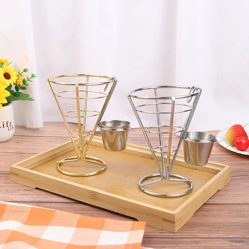 Stainless Steel French Fries Fish And Chips And Appetizers Stand Cone ...