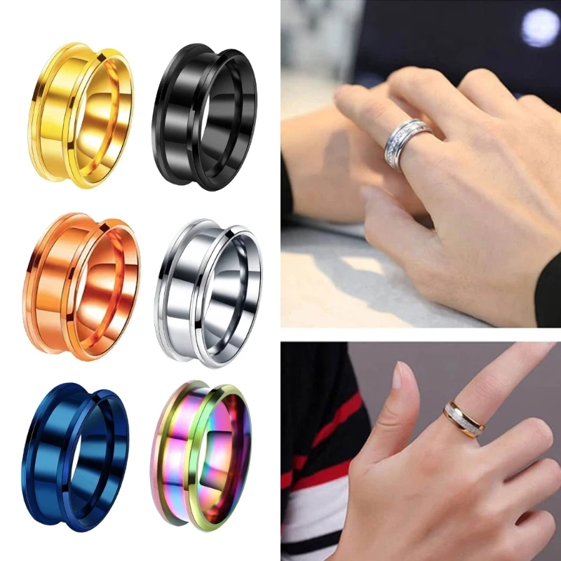 6-Pack-Modieuze-Lege-Ringen-Blanco-Ringen-Rvs-Materiaal-Gegroefde ...