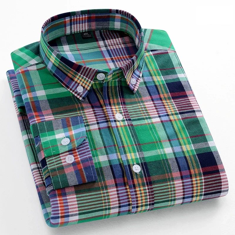 Men Cotton Oxford Striped Casual Long Sleeve Shirts New Fashion ...