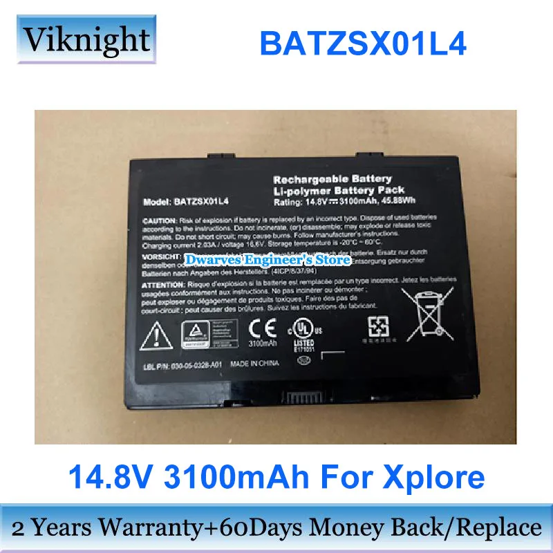Genuine Batzsx01l4 Battery 14.8v 3100mah 45.88wh 030-05-0328-a01 For ...