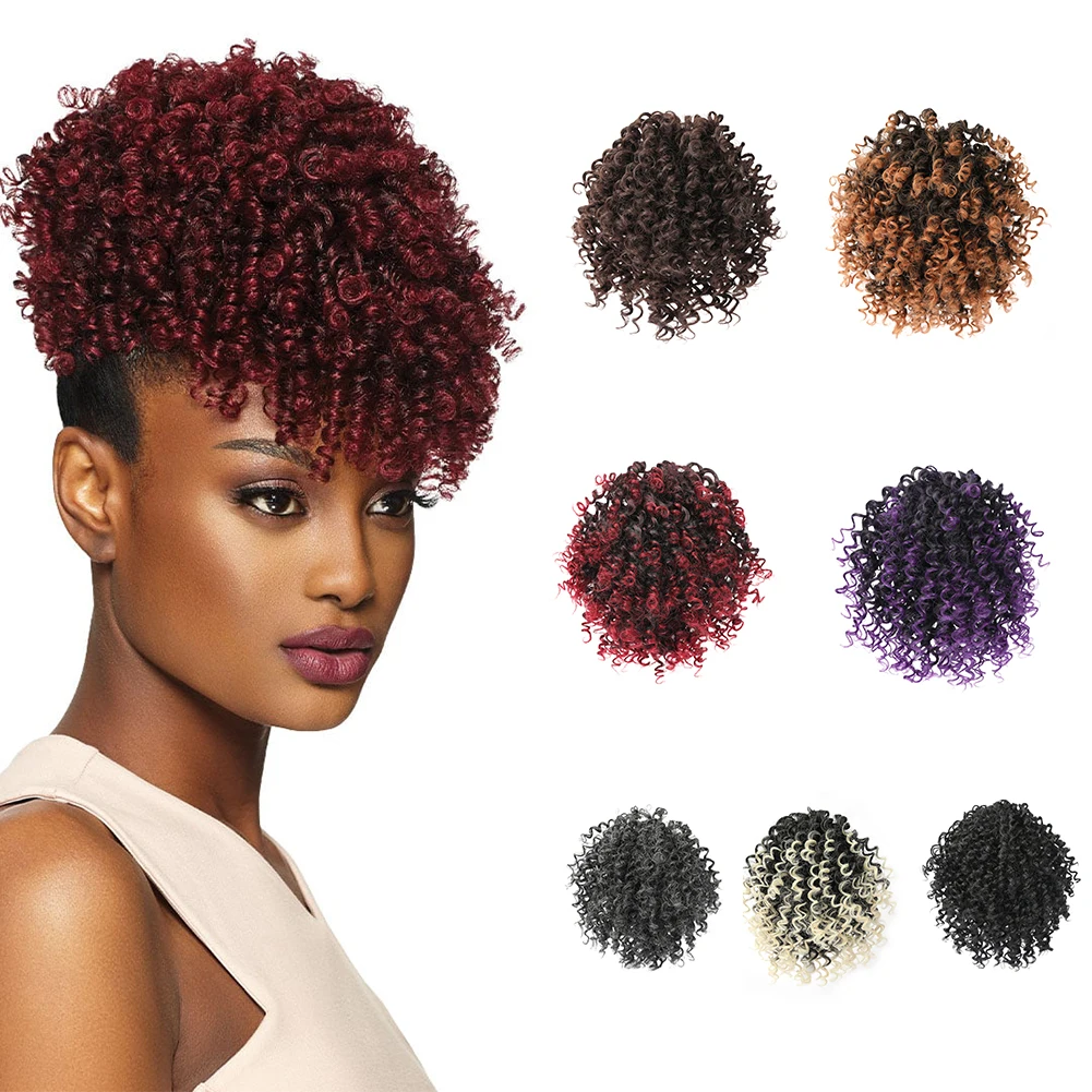 Queue-de-cheval-synth-tique-Afro-Kinky-Curly-pour-femmes-noires ...
