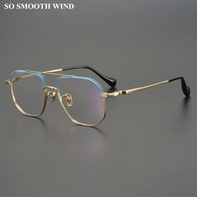 Japanese-Pilot-Suqare-Glasses-Frame-Men-Double-Beam-Eyeglasses-Fashion ...