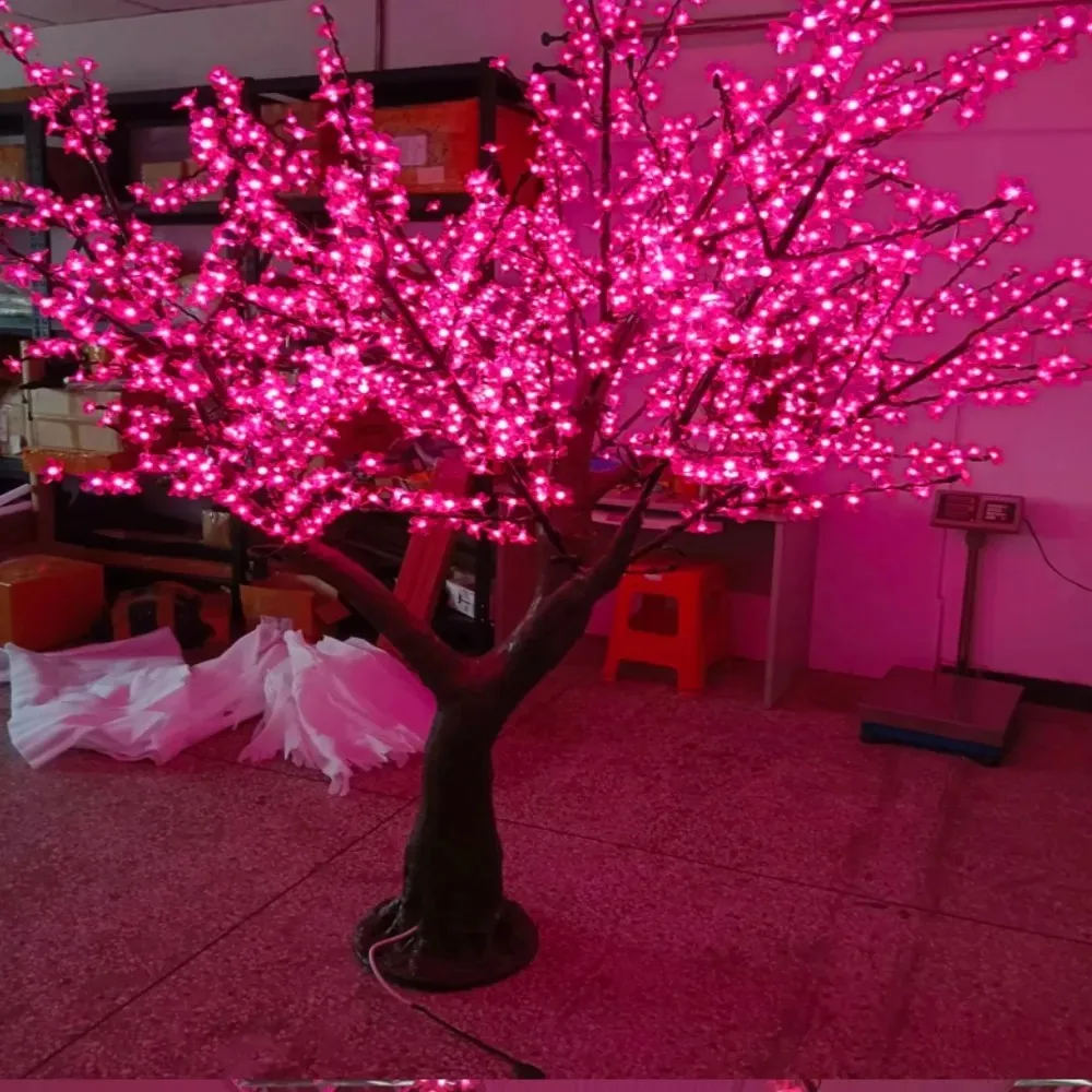 Pink color Led Artificial Cherry Blossom Tree Light Lamp Natural Tree ...