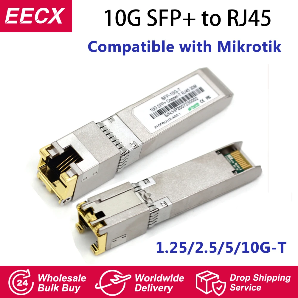 10gb-SFP-to-RJ45-Transceiver-10Gbe-10G-SFP-Copper-Ethernet-CAT-6a ...