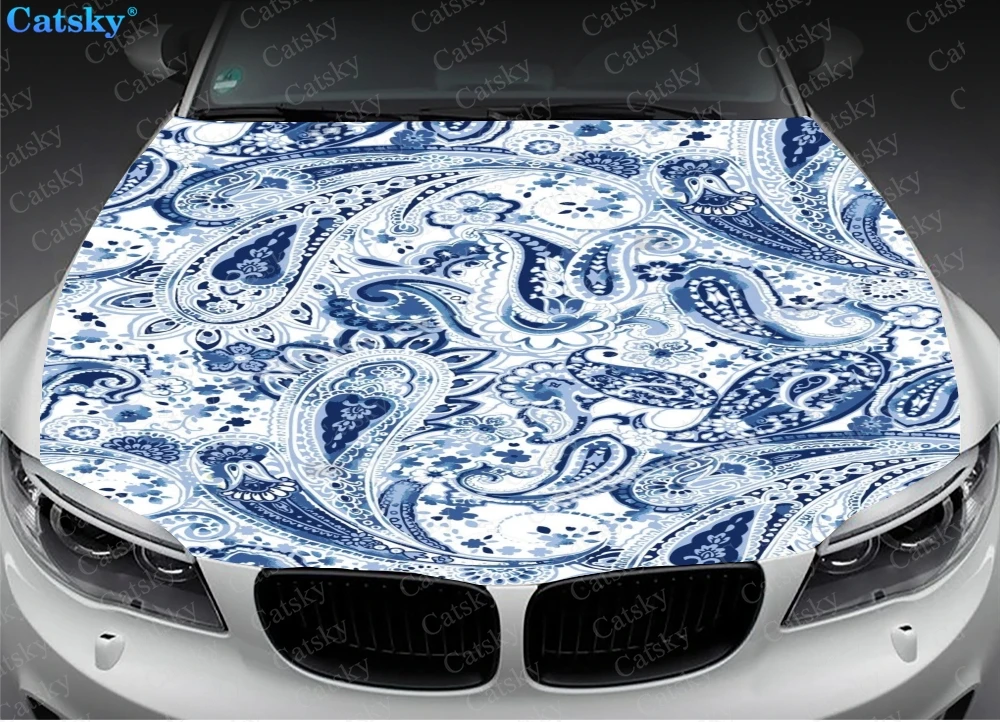 paisley pattern car decal graphic vinyl decal cover pattern wrap engine ...