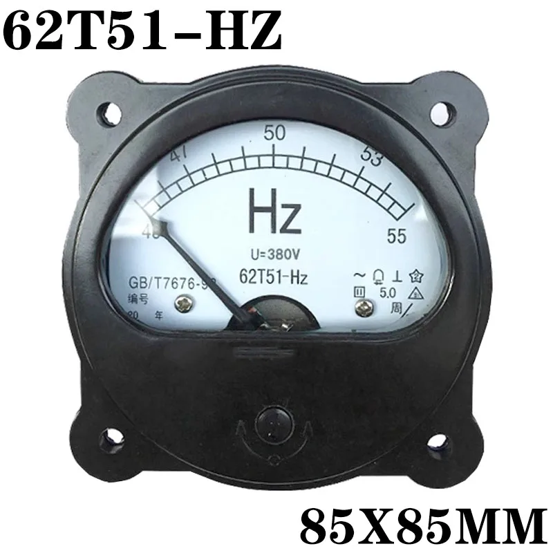 62T51-Hz-AC-220V-380V-45-55-Hz-Black-Frequency-Panel-Meter-Round-Analog ...