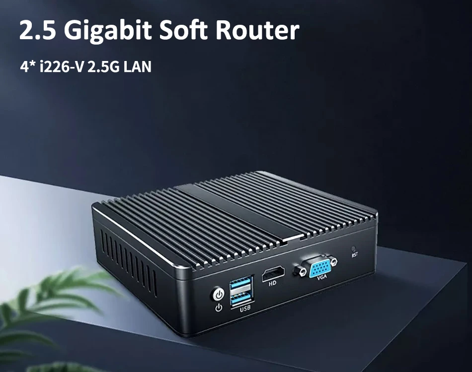 4x2.5G intel i226-V LAN Fanless Mini PC Intel Pentium J5005 Upgraded ...