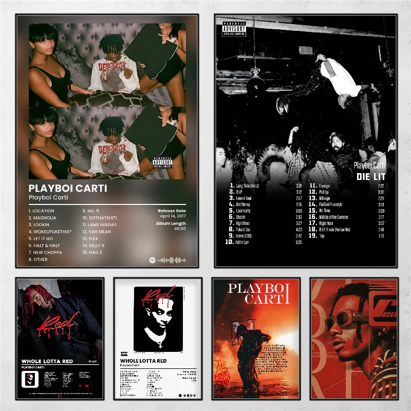Rapper Playboi Carti Poster Self-adhesive Art Waterproof Paper Sticker ...